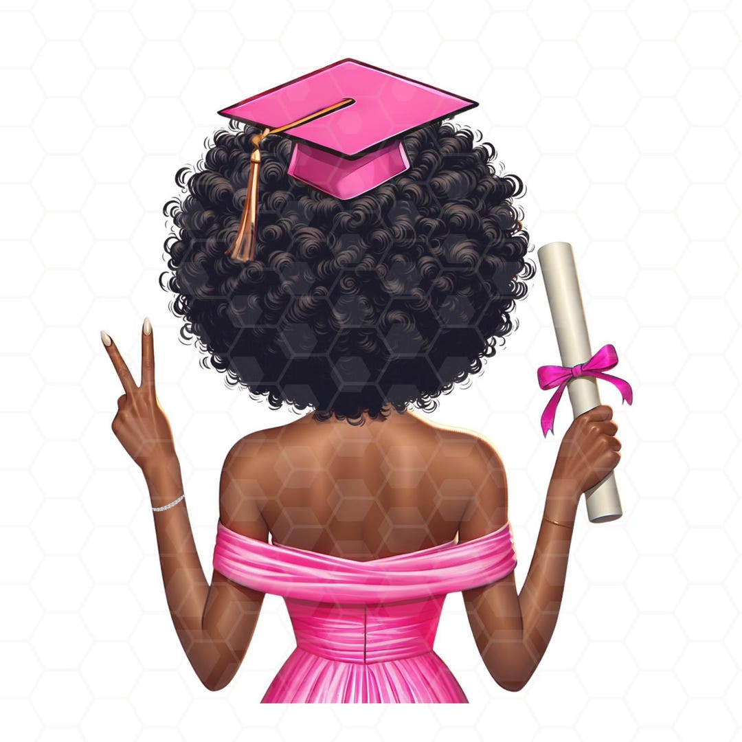Black Girl Graduation Head PNG | Afro Grad Cap Topper Clipart ...