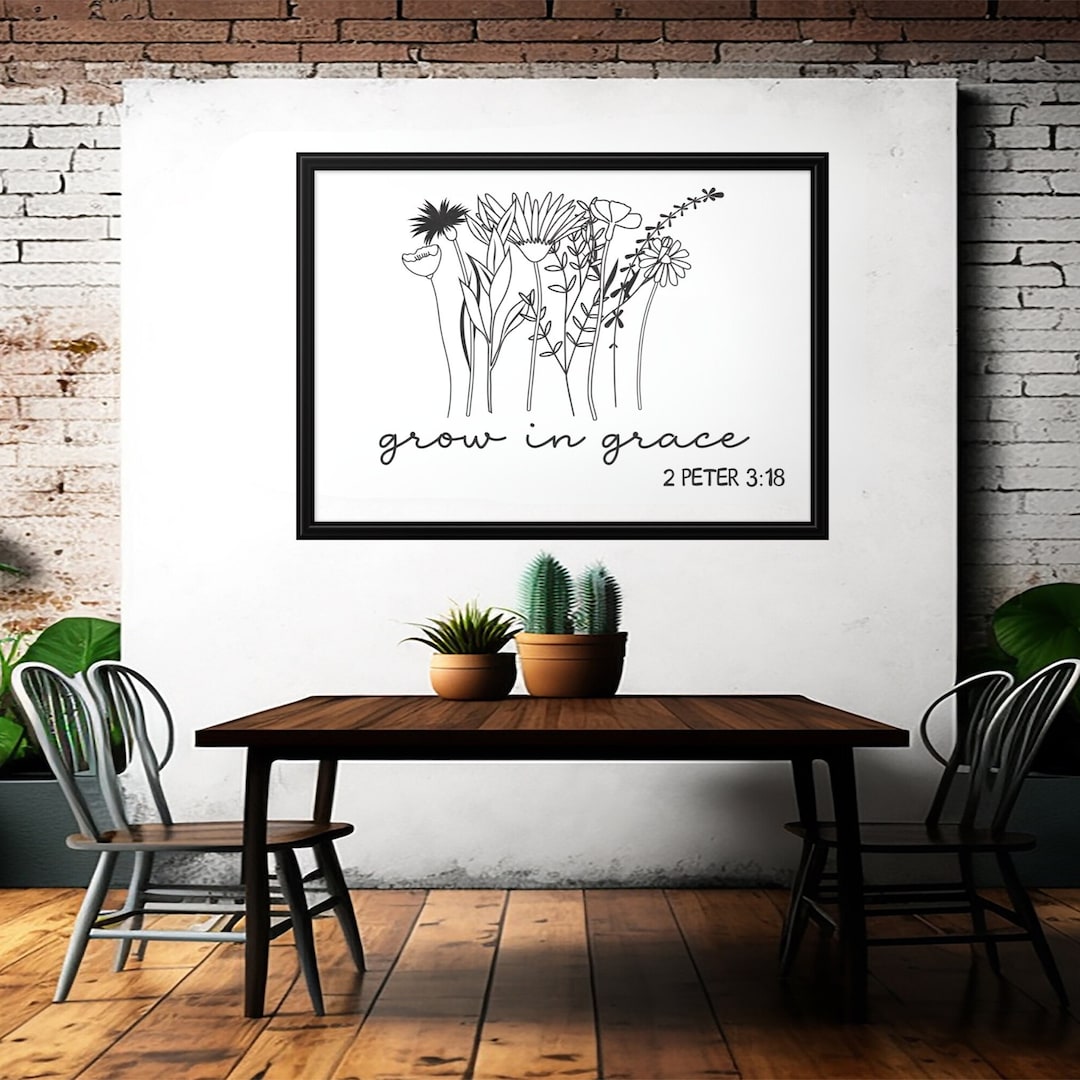 WILDFLOWERS Clip Art Grow in Grace Metallic Gold, Rose Gold and Black ...