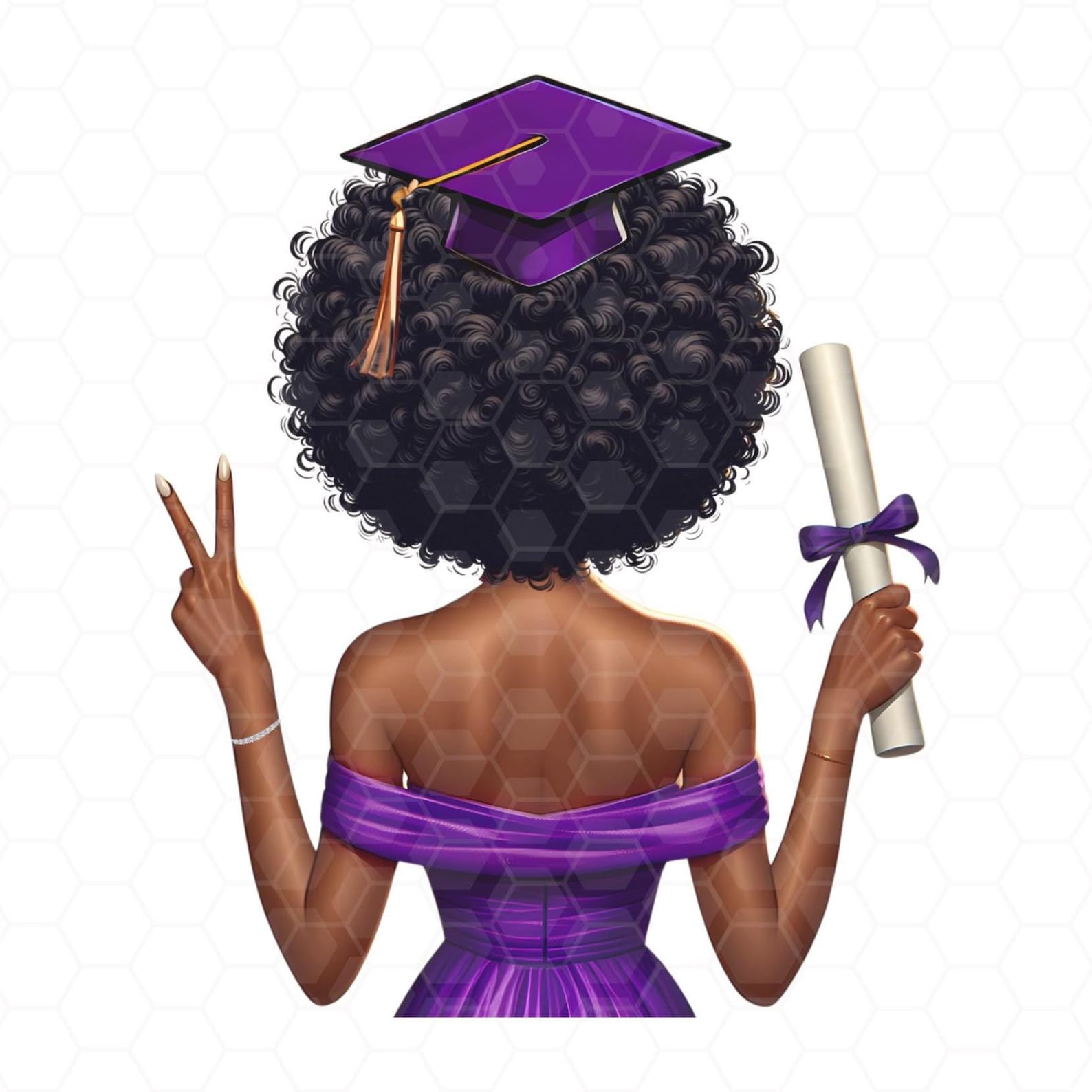 Senior Black Girl Graduation Head|afro Grad Cap Topper Clipart ...