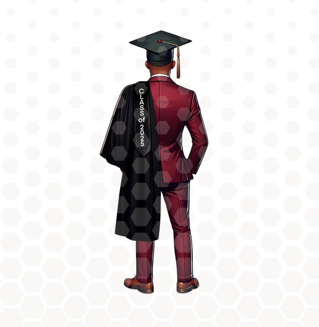 Graduation Guy Digital Art | Burgundy Suit Graduate Clipart | Class of ...