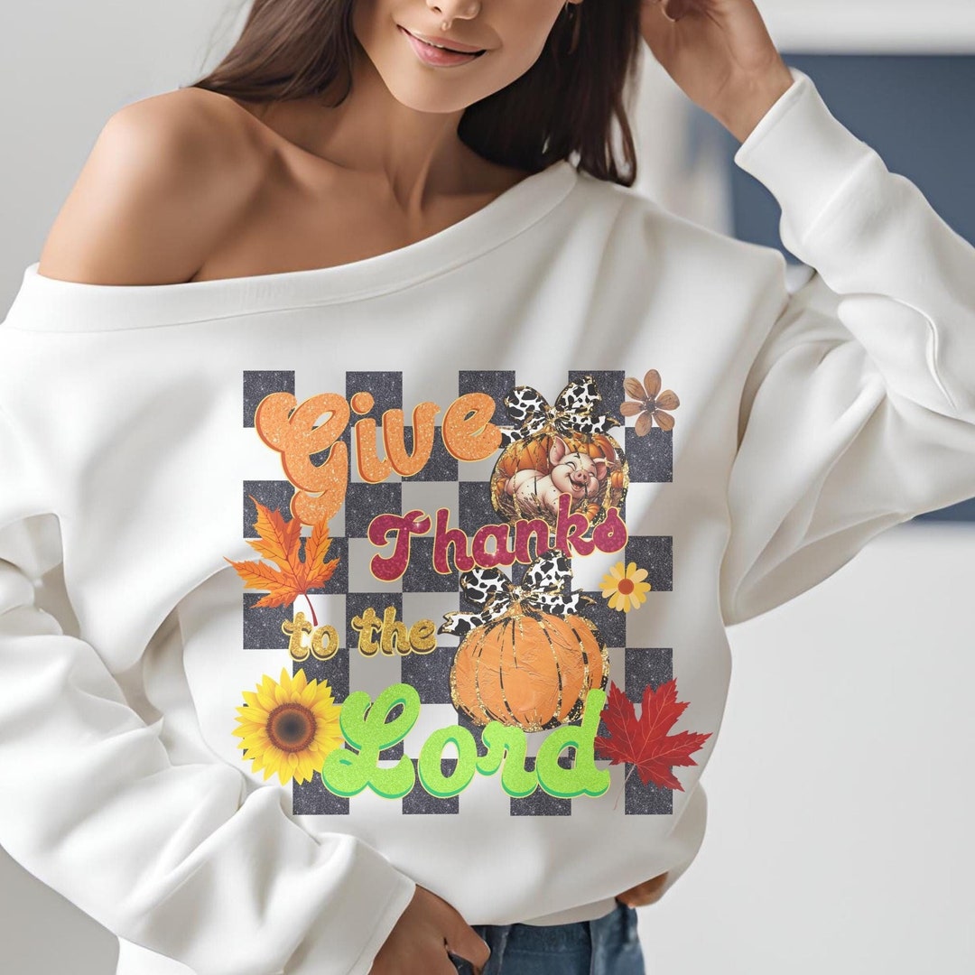 Thanksgiving Retro Checkered Board Give Thanks to the Lord Graphic ...