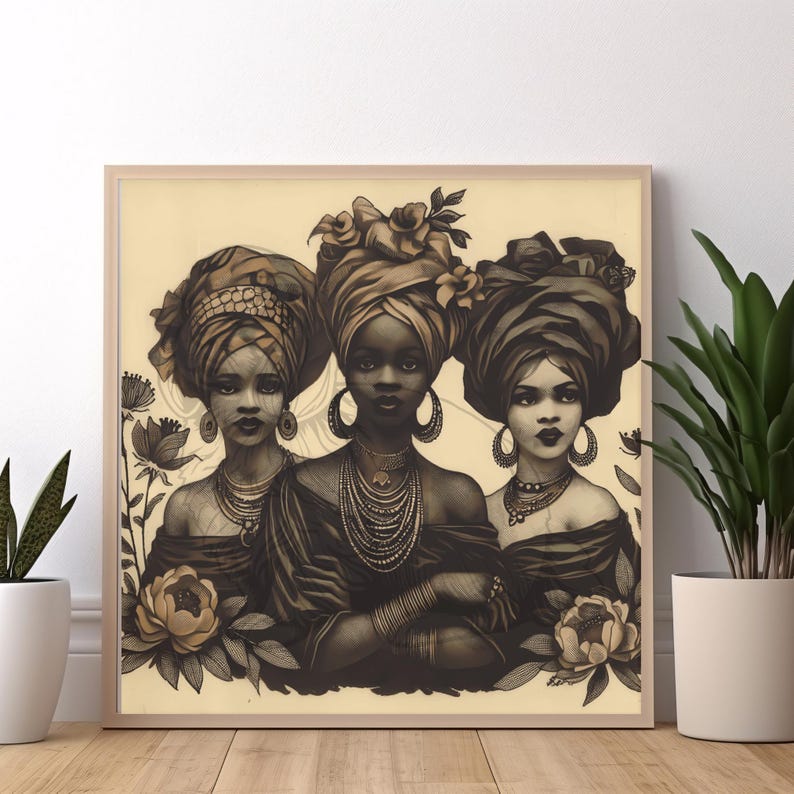 Toile De Jouy Tignon Law of 1786 Black Women Digital Print for Wall Art ...