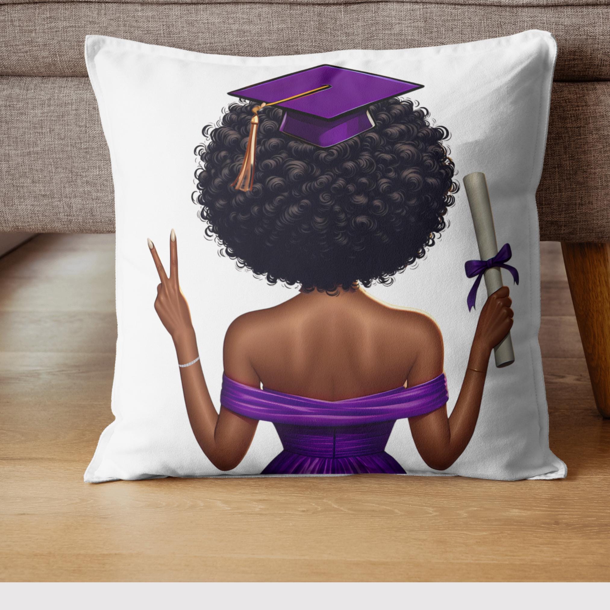 Senior Black Girl Graduation Head|afro Grad Cap Topper Clipart ...