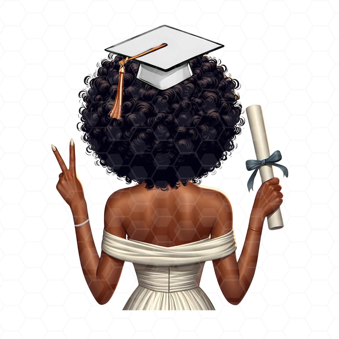 Black Girl Graduation Head PNG | Afro Grad Cap Topper Clipart ...