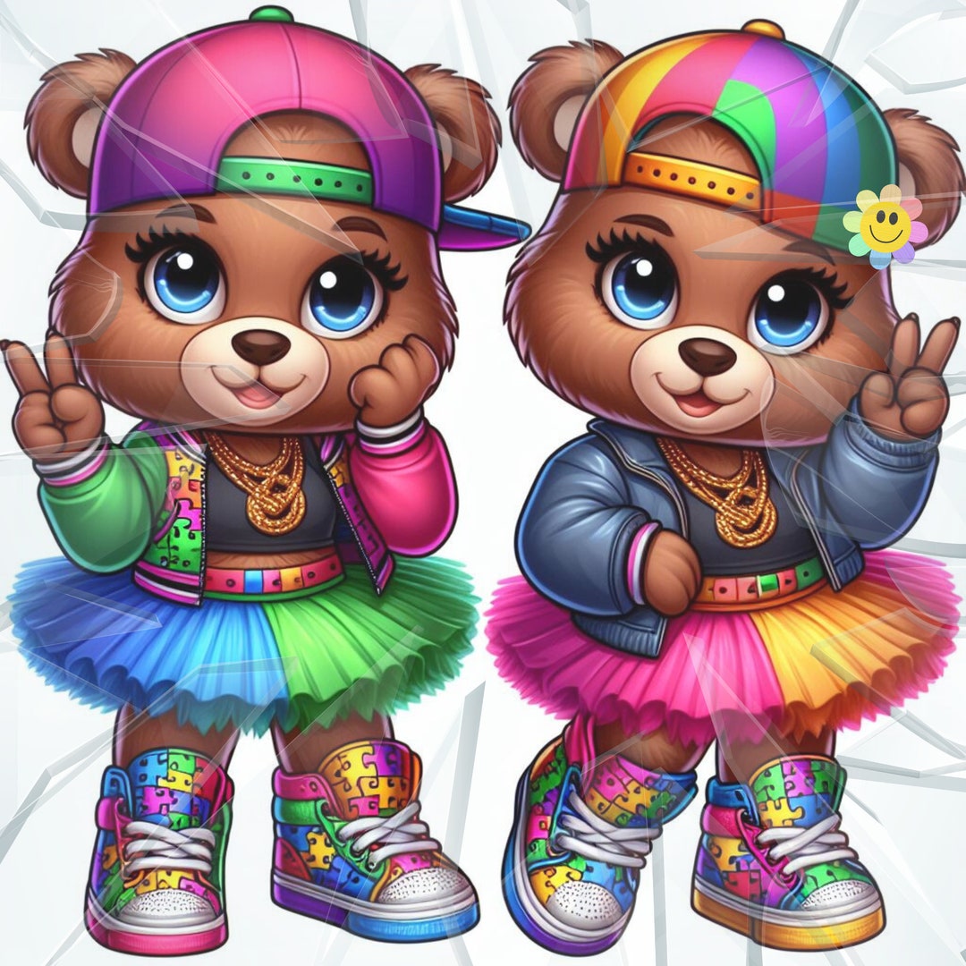 Autism Hip Hop Awareness Png Colorful Spectrum Art Neurodivergent Teddy ...
