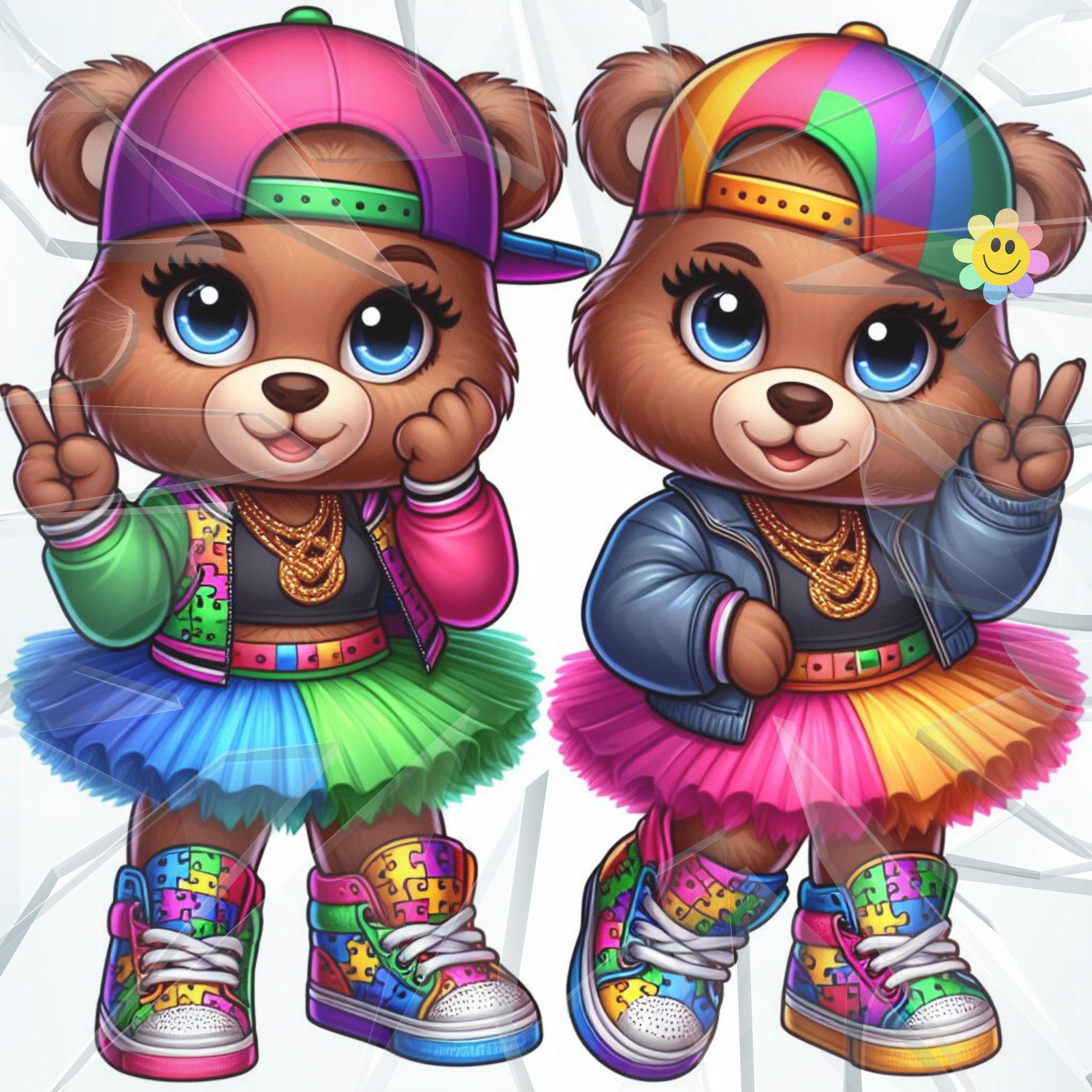 Autism Hip Hop Awareness Png Colorful Spectrum Art Neurodivergent Teddy ...