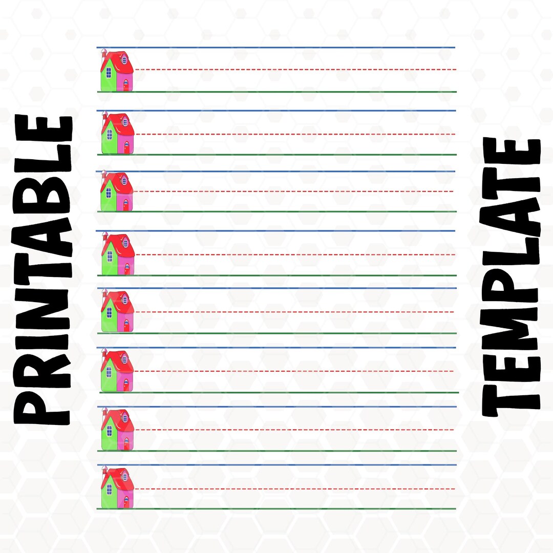 Printable Lined Handwriting Paper - Green Bottom Blue Top, Writing ...