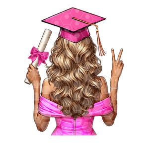 Senior Graduation Head PNG | Blonde Girl Grad Cap Topper Clipart ...