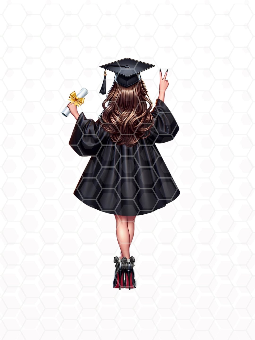 Graduation Girl Clipart, High School & College Grad, Brunette in Black ...