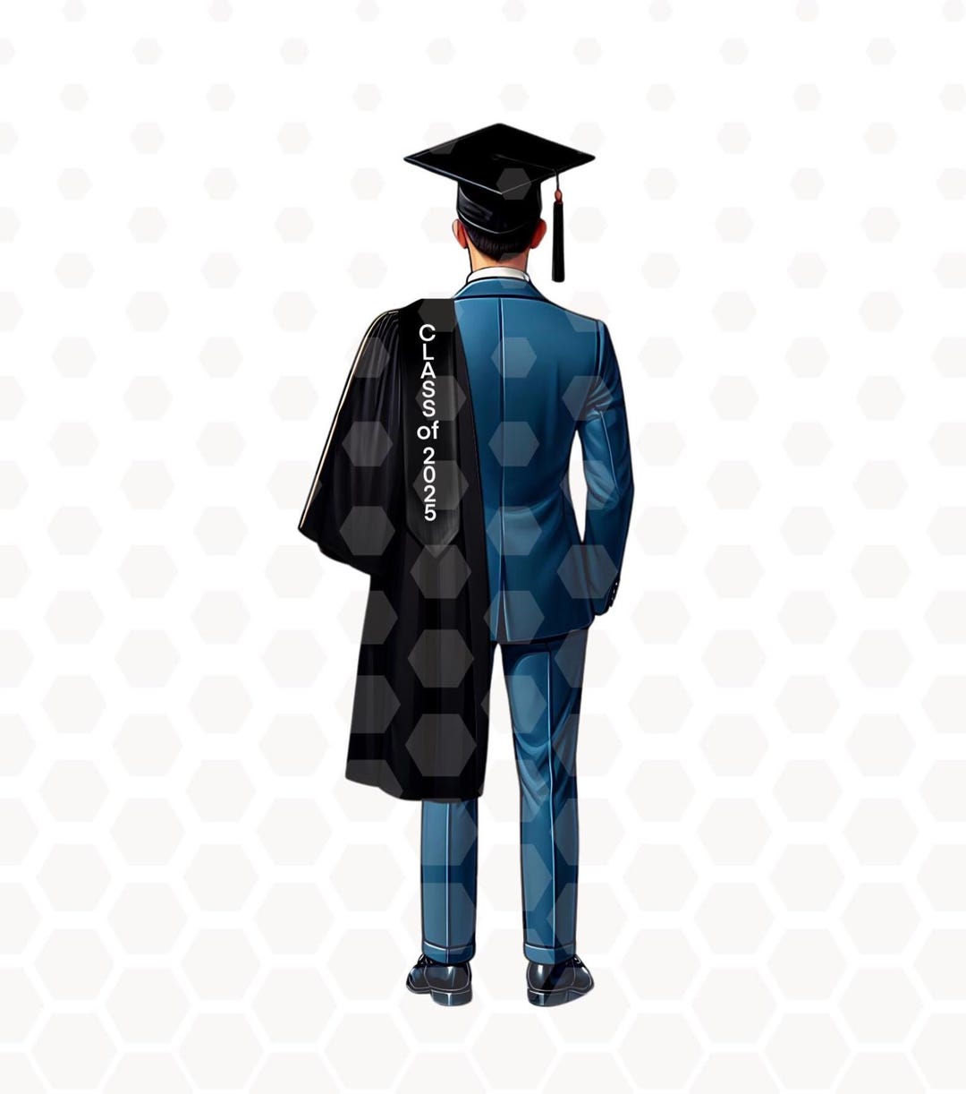 Graduation Guy Digital Art | Blue Suit Graduate Clipart | Class of 2025 ...