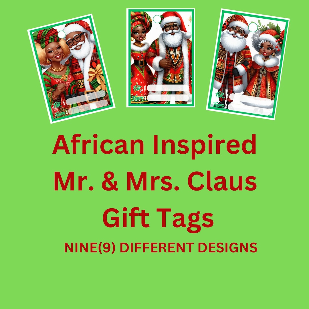 Black Santa Gift Tags african American Mr. and Mrs Claus - Etsy