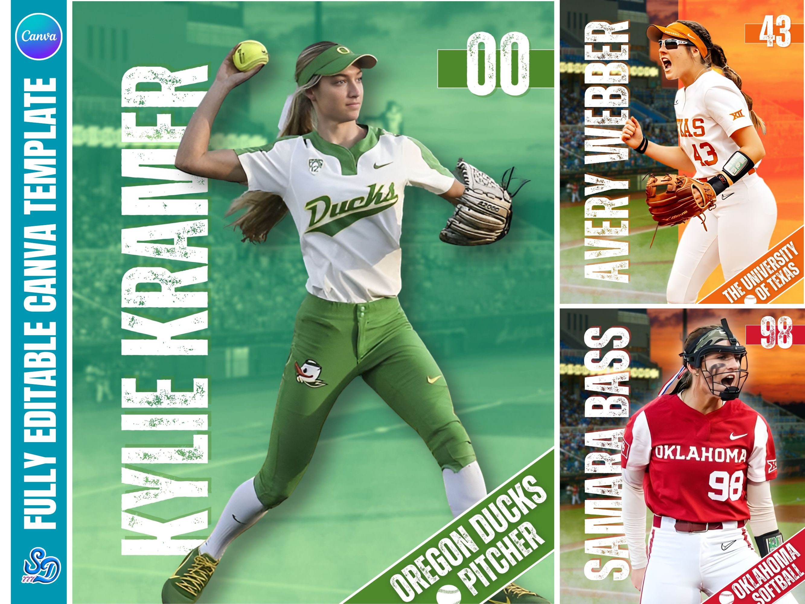 Softball Player Canva Poster Template, Senior Nights Banner, Sports ...