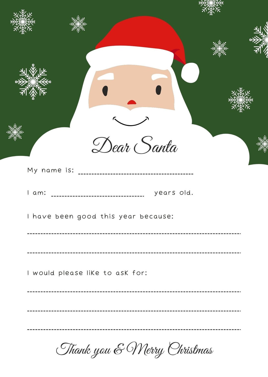 Letter to Santa (digital Download ) - Etsy