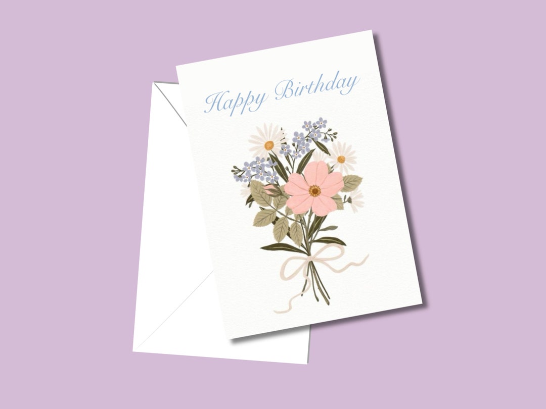 Flower Bouquet Birthday Card - Etsy
