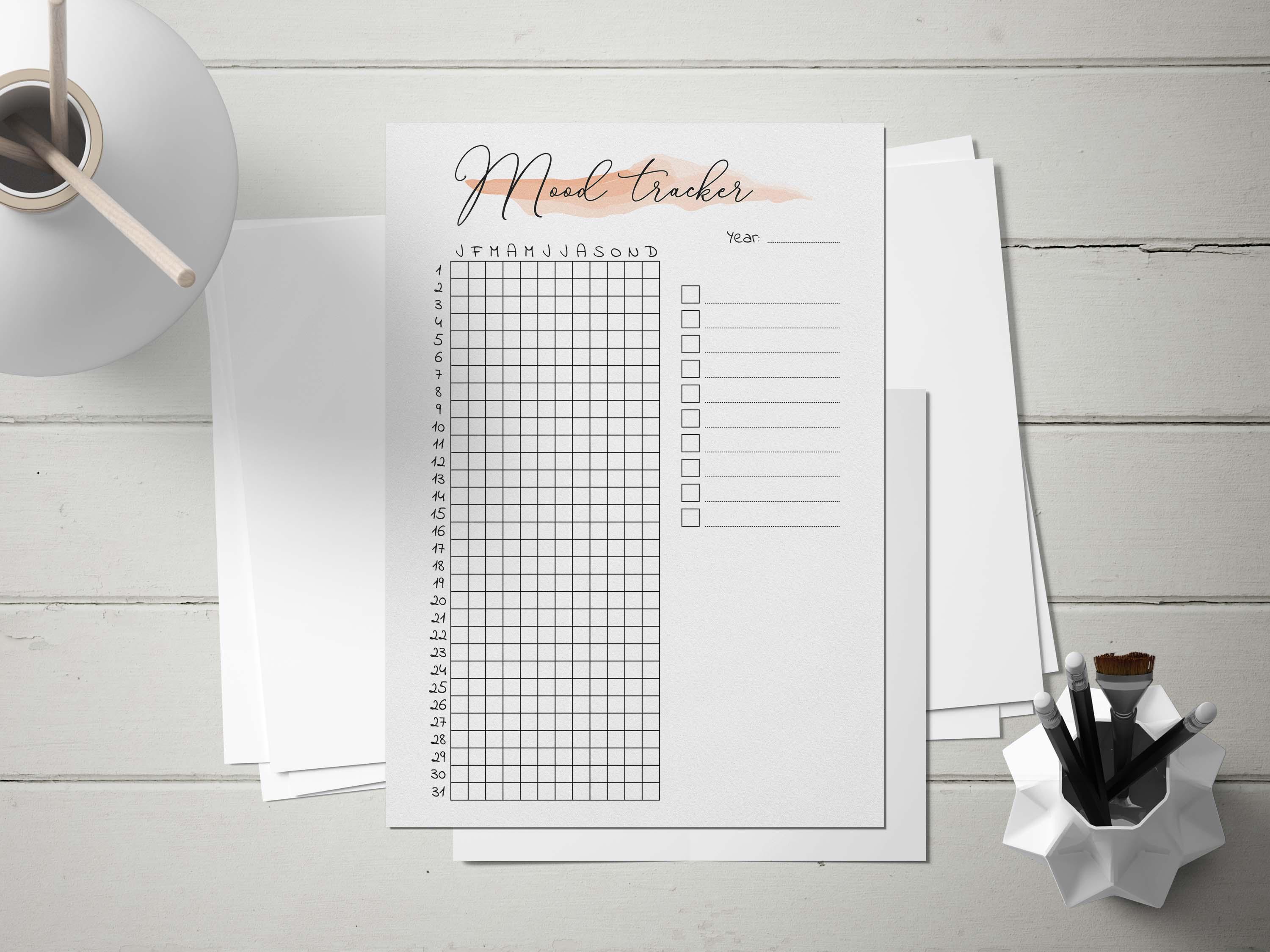 Yearly Mood Tracker Printable: Year in Pixels Chart (digital Download ...