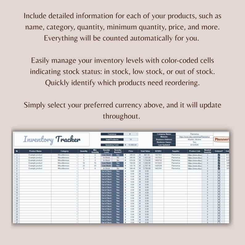 Inventory Tracker for Small Business Spreadsheet Template Inventory ...