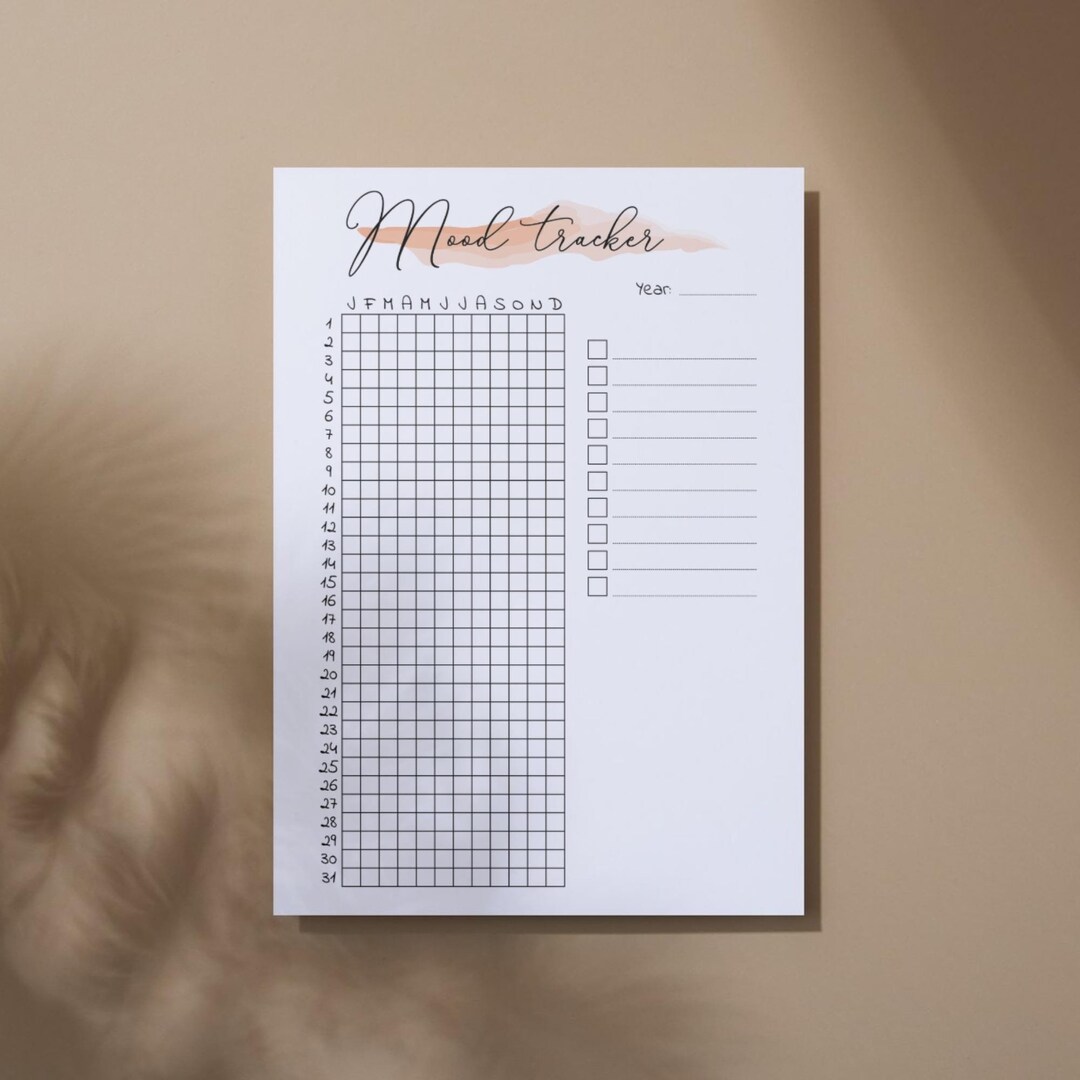 Yearly Mood Tracker Printable Year in Pixels Mood Chart Happy Planner ...