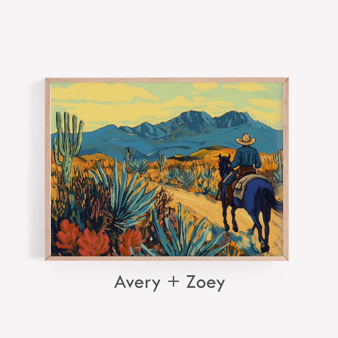 Van Gogh Inspired Desert, Midcentury Modern Western Wall Décor, Texas ...