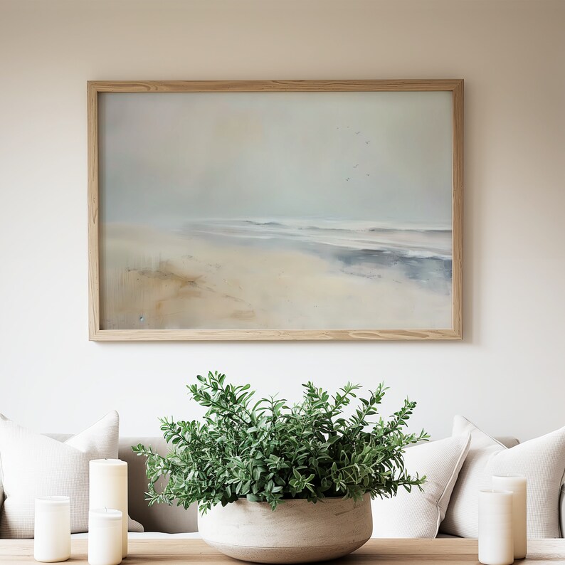 Vintage Neutral Beach Landscape, Costal Wall Décor, Minimalist Beach ...