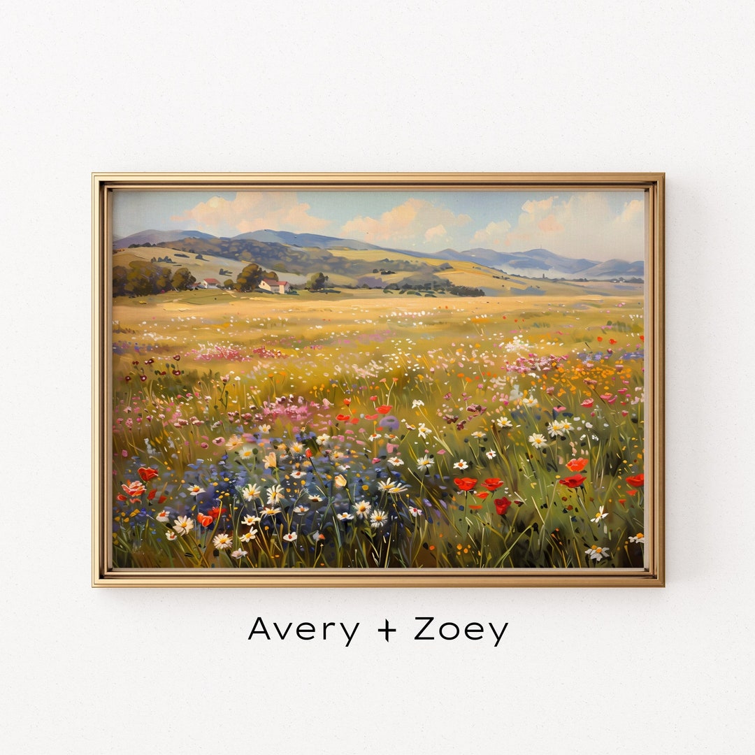 Prairie Wildflower Field Landscape, Spring Flower Meadow, Summer Floral ...