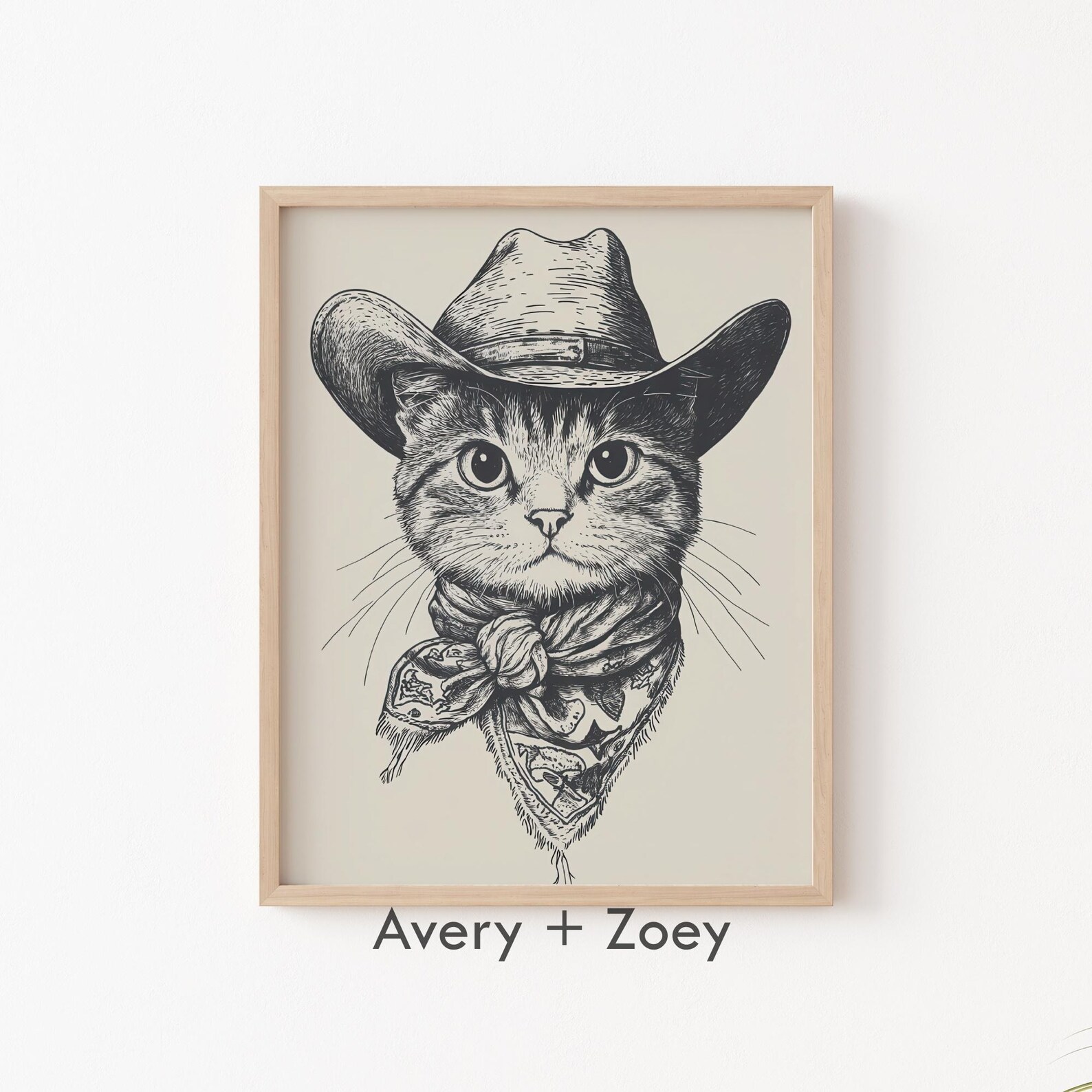 Cowboy Cat Illustration, Wild West Wall Décor, Kids Room Art Print ...