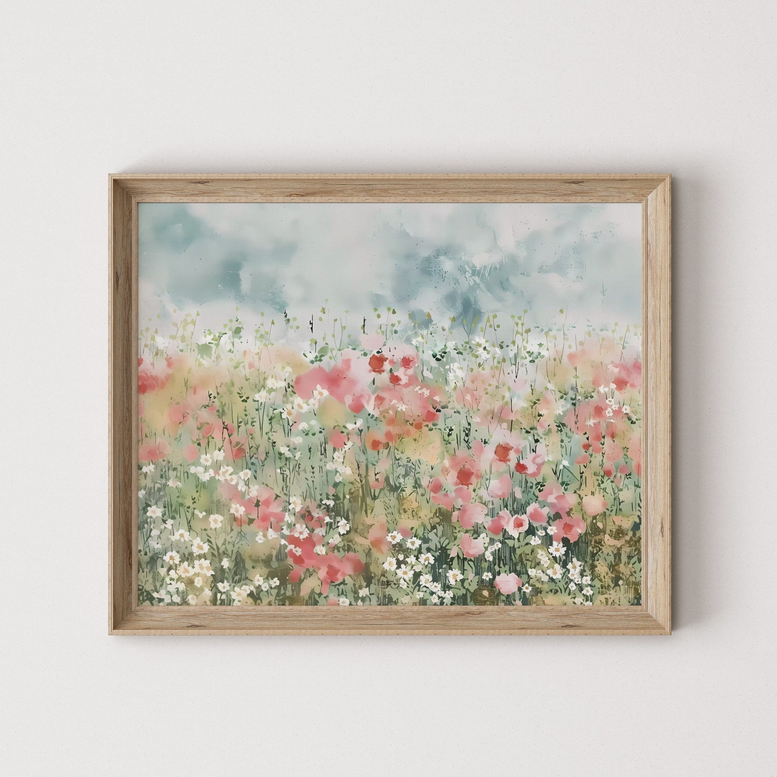Spring Wildflower Field Landscape, Colorful Flower Art Print, Floral ...
