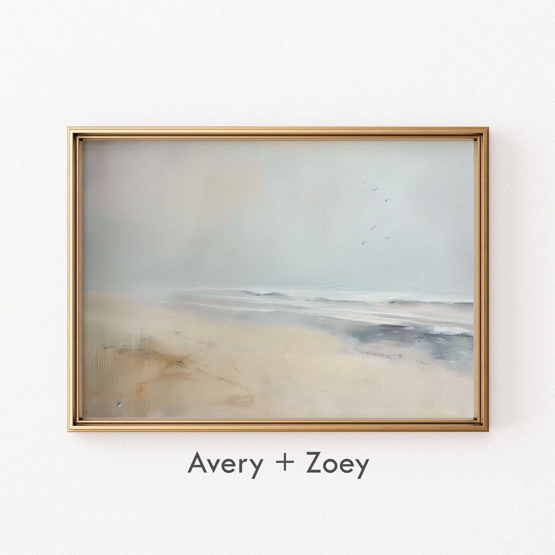 Vintage Neutral Beach Landscape, Costal Wall Décor, Minimalist Beach ...