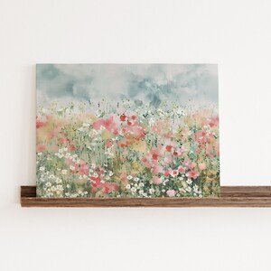 Spring Wildflower Field Landscape, Colorful Flower Art Print, Floral ...
