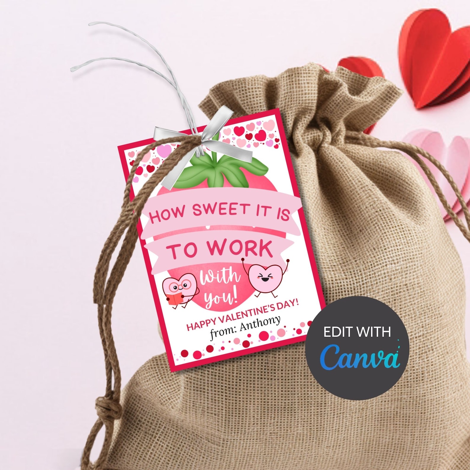 How Sweet It is to Work With You Valentine Tag Coworker Client Staff ...