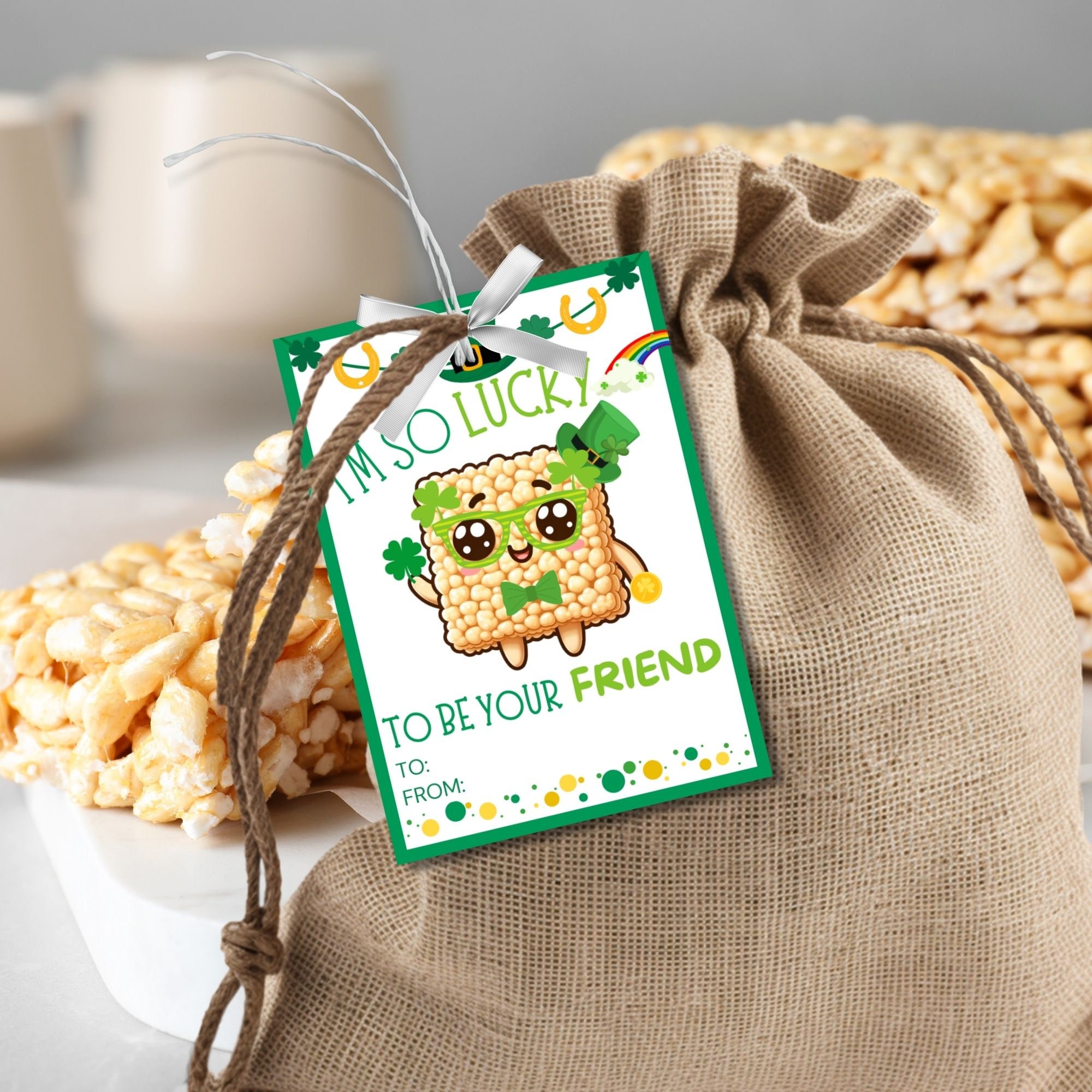 Rice Krispy Crispies Treat Printable Editable Gift Tag Girl Boy Snack ...