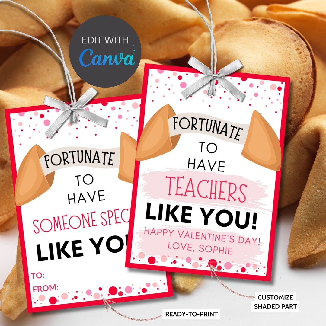Fortune Cookie Valentines Printable Editable Gift Tag Valentine Fortune ...