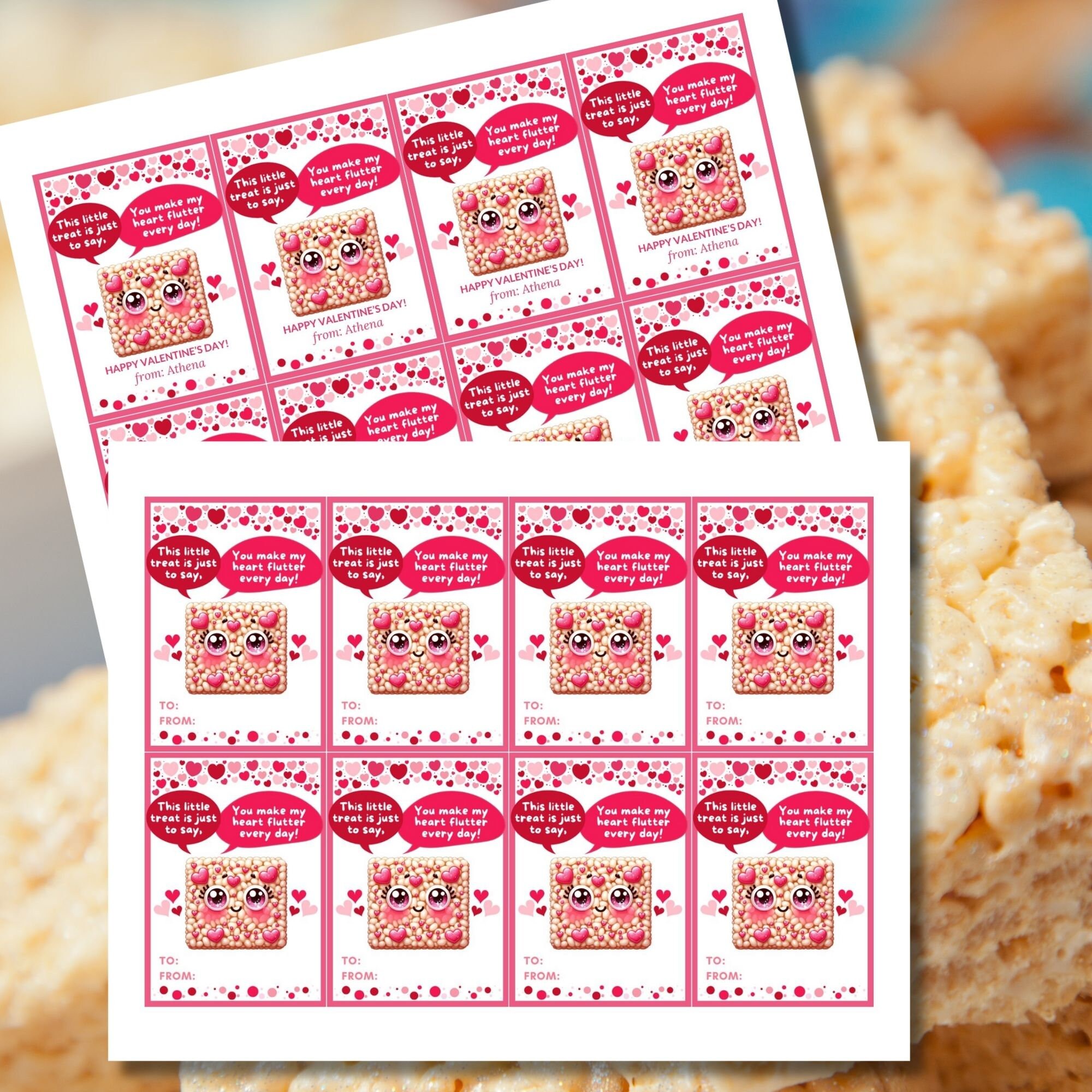 Kids Rice Krispy Crispies Sweet Gift Treat Cute Printable Valentine ...