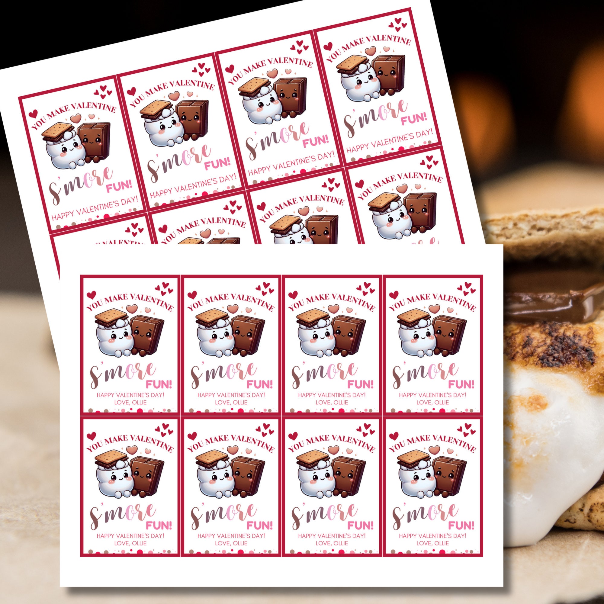 Smores Printable You Make Valentine Smore Fun Instant Download Editable ...