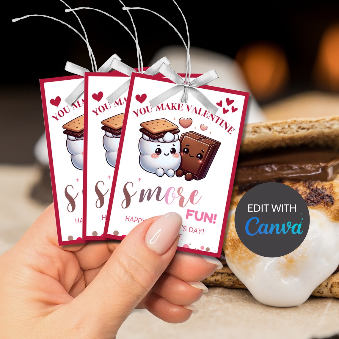 Smores Printable You Make Valentine Smore Fun Instant Download Editable ...