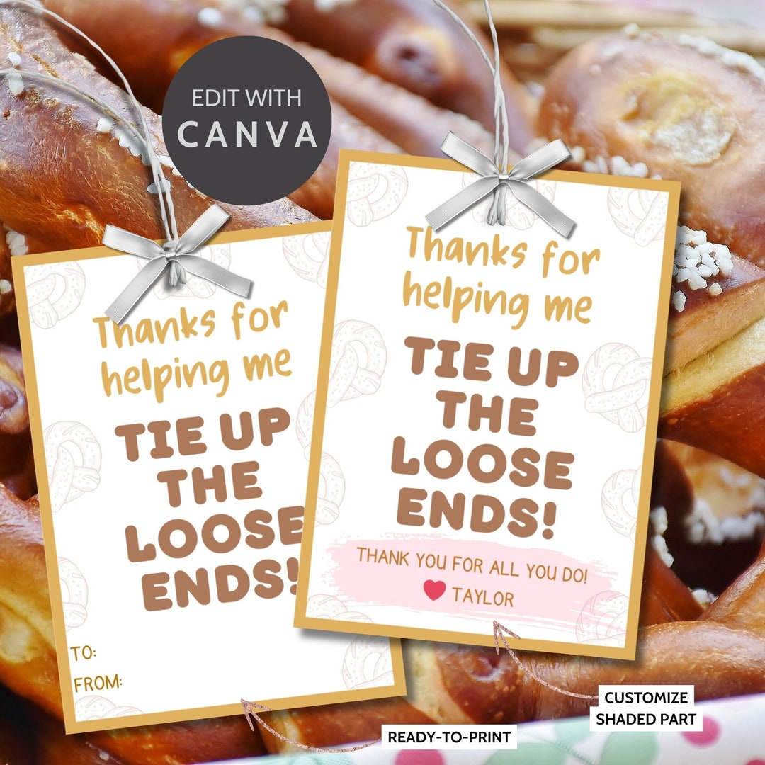 Employee Appreciation Tags Pretzels Editable Template Pta Pto Editable ...