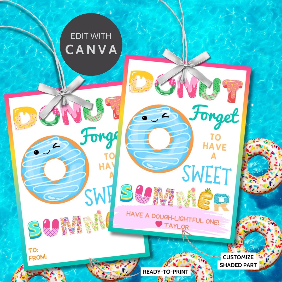 Summer Gift Tag From Teacher Donut Gift Tag End of School Year Gifts ...