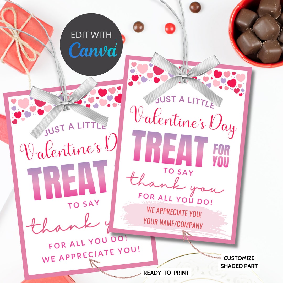 Printable Editable Just a Little Valentines Day Treat Chip Valentine's ...