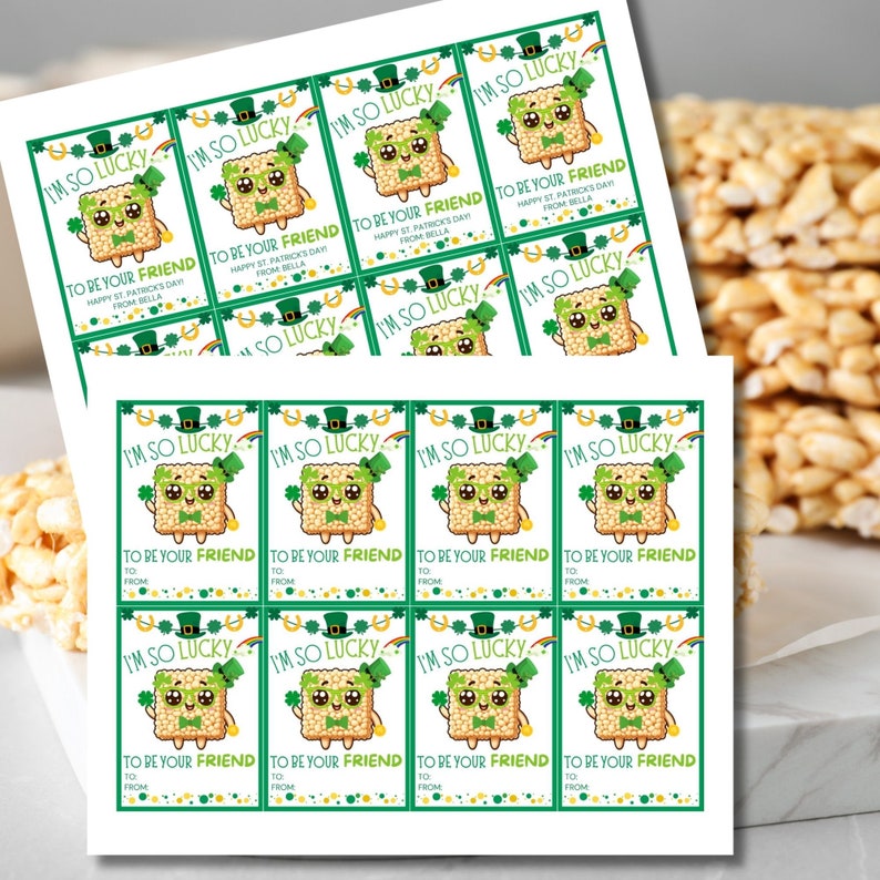 Rice Krispy Crispies Treat Printable Editable Gift Tag Girl Boy Snack ...