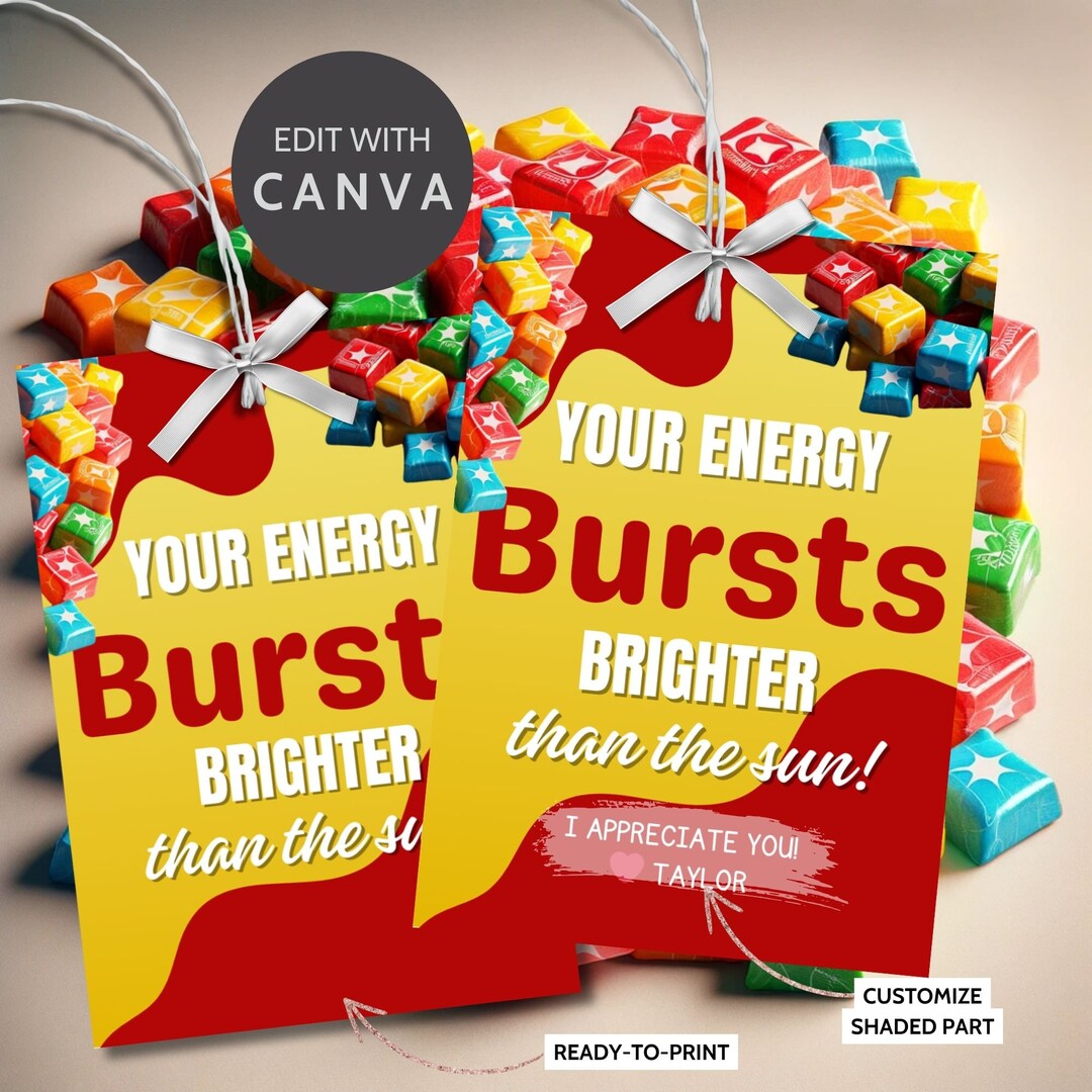Your Energy Bursts Star Tags Staff Appreciation Tag Teacher Employee ...