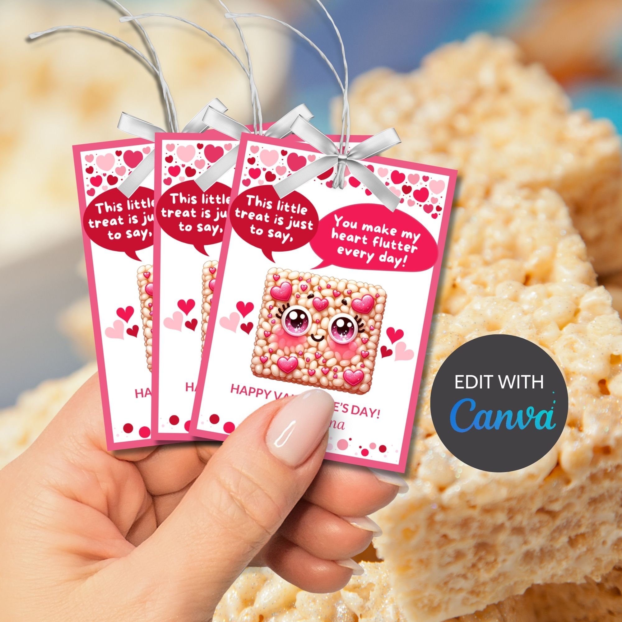 Kids Rice Krispy Crispies Sweet Gift Treat Cute Printable Valentine ...