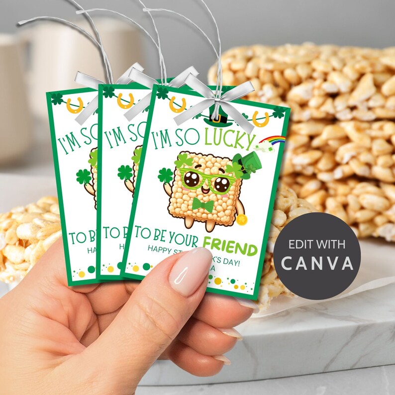 Rice Krispy Crispies Treat Printable Editable Gift Tag Girl Boy Snack ...