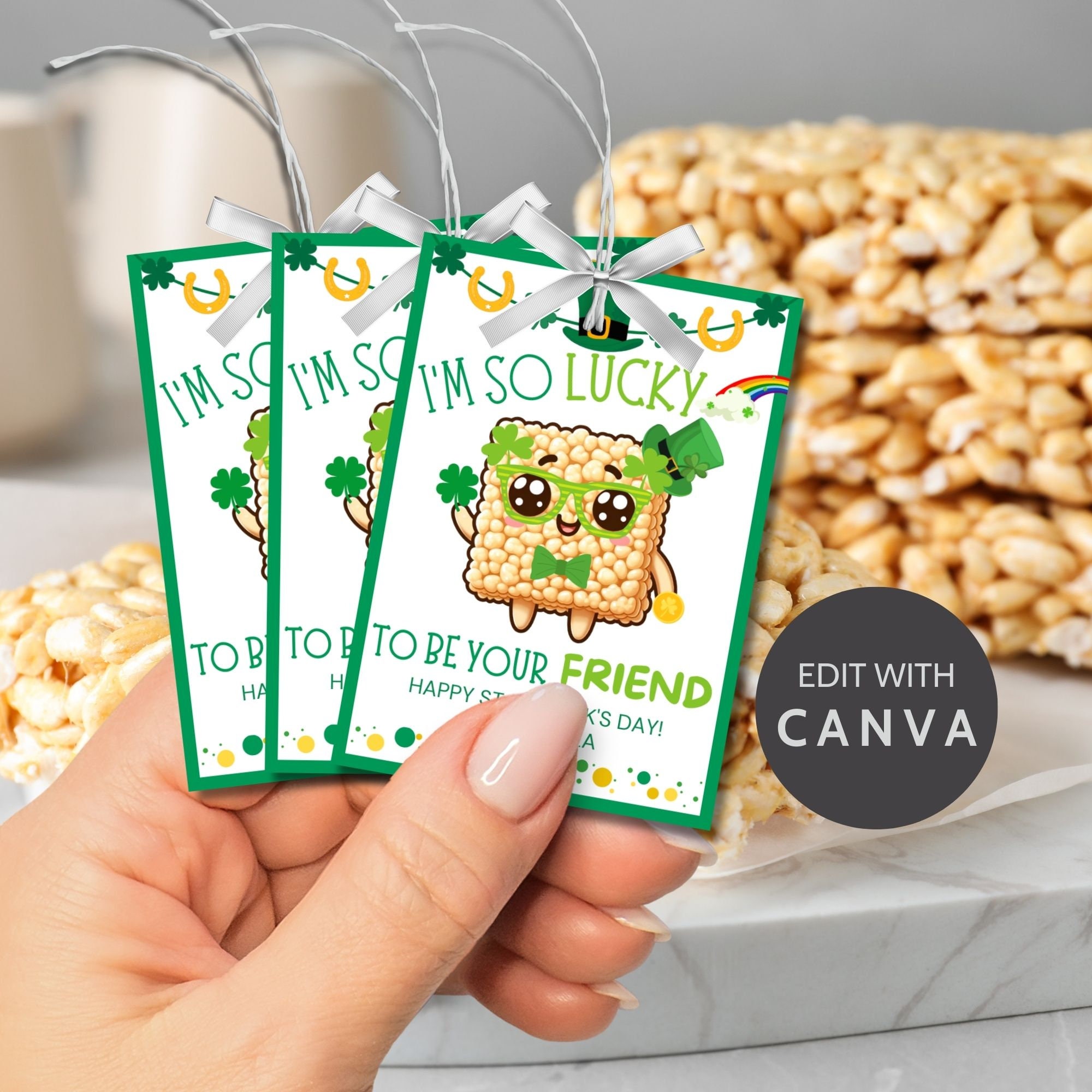 Rice Krispy Crispies Treat Printable Editable Gift Tag Girl Boy Snack ...