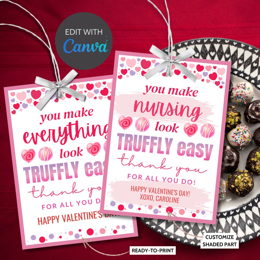 Chocolate Valentine Printable Gift Tag Truffle Gift Tag Valentine ...