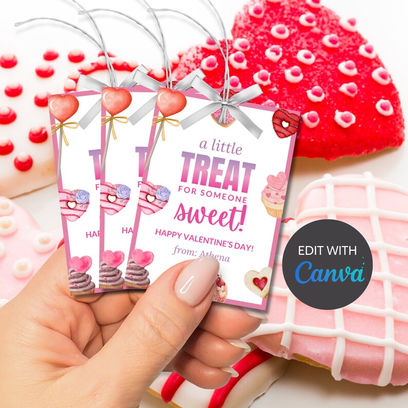 A Little Treat Valentine Treat Printable Tag Cookie Tag Valentine Tag ...