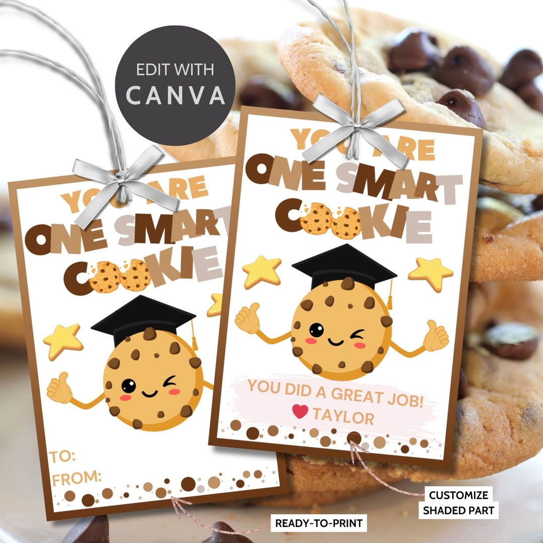 One Smart Cookie Graduate Teacher Appreciation Gift Tag Staff Educator ...