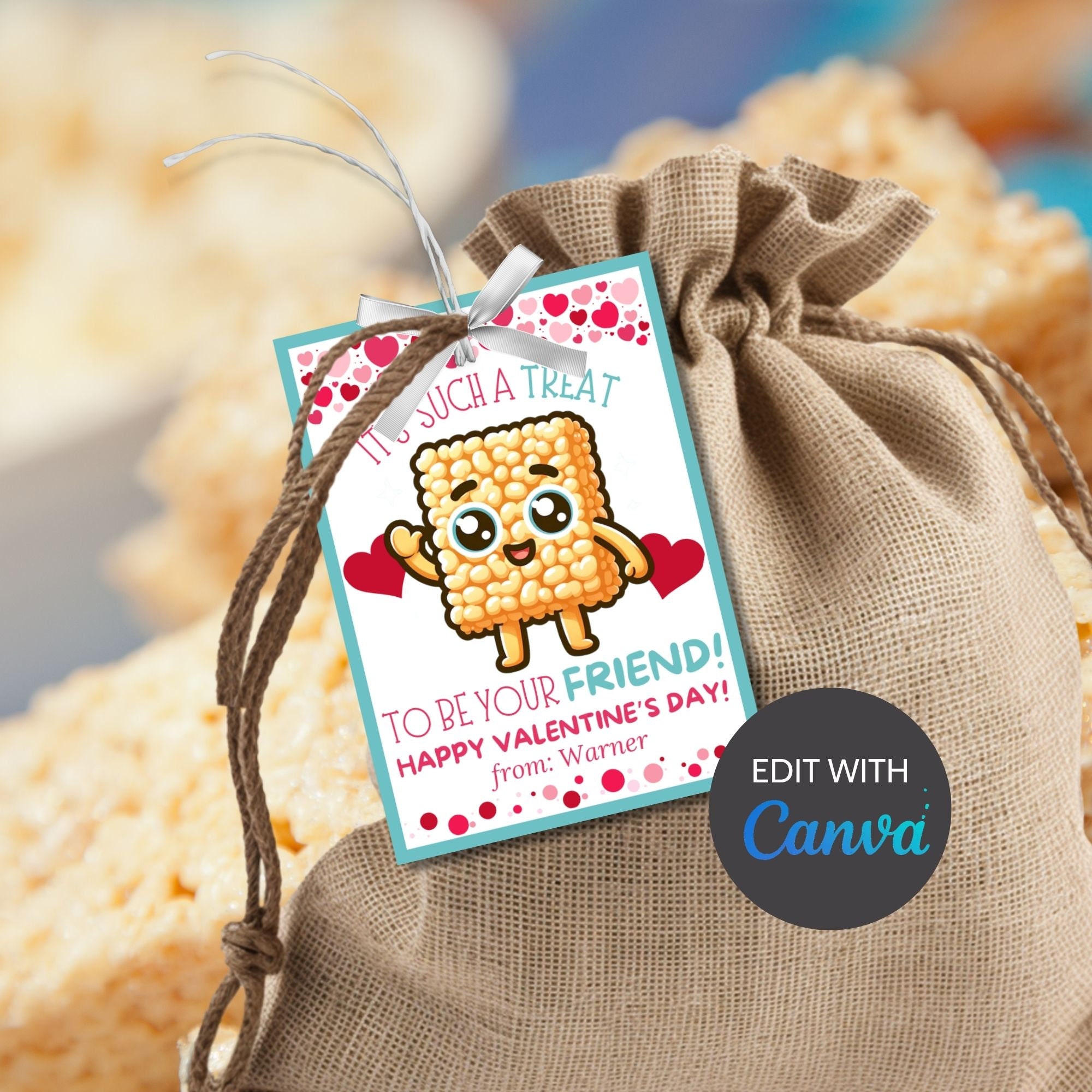 Boy Valentine Rice Krispy Treat Printable Gift Tag Rice Crispies Kids ...