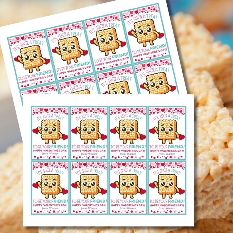 Boy Valentine Rice Krispy Treat Printable Gift Tag Rice Crispies Kids ...