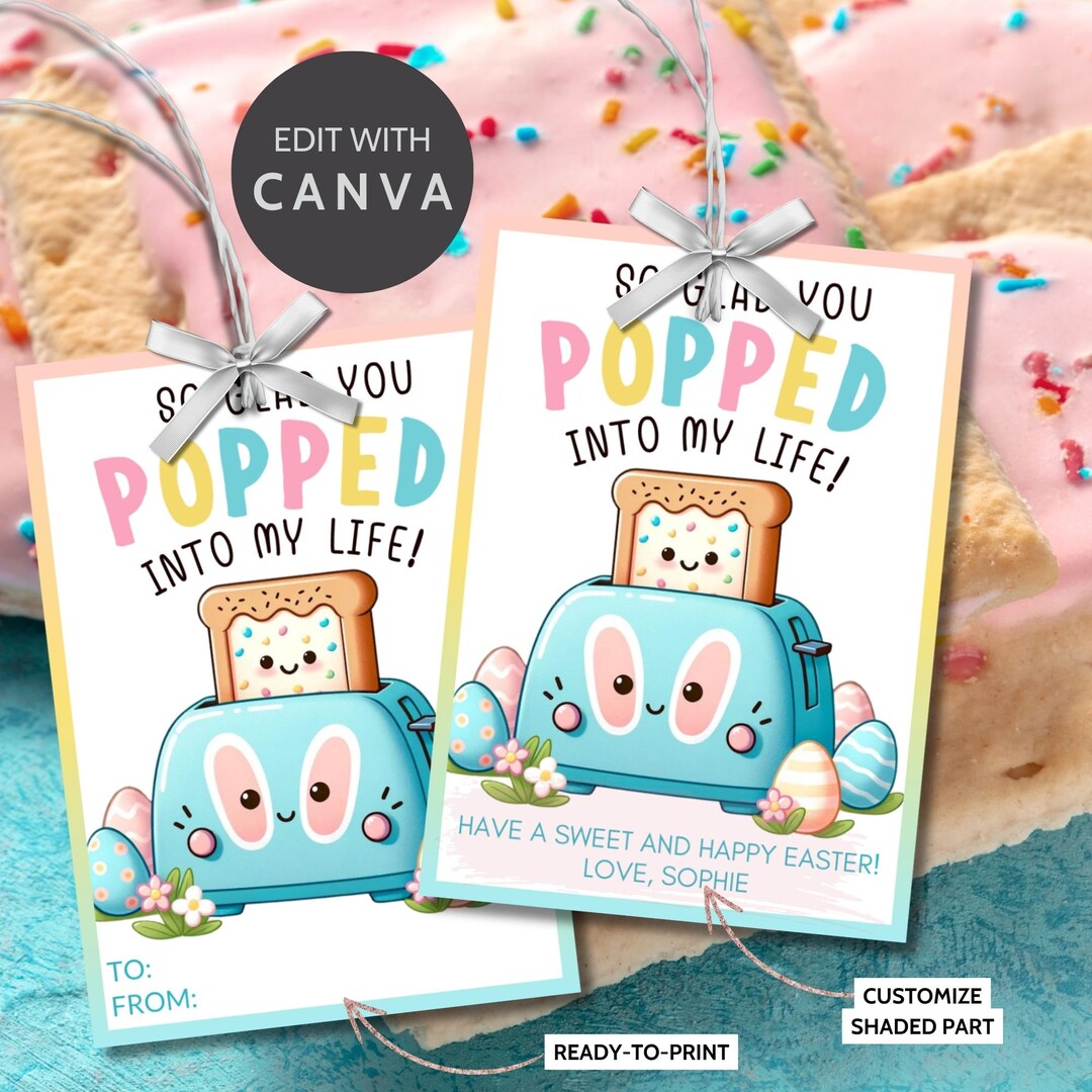 Pop Pastry Easter Printable Editable Tag Easter Toaster Tart Label ...