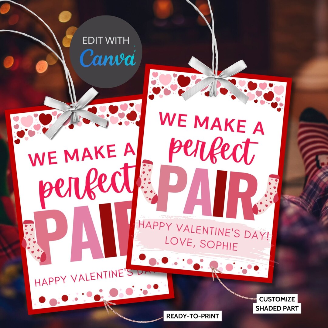 Socks Valentine Printable Tag Instant Download Vday Party Diy Printable ...