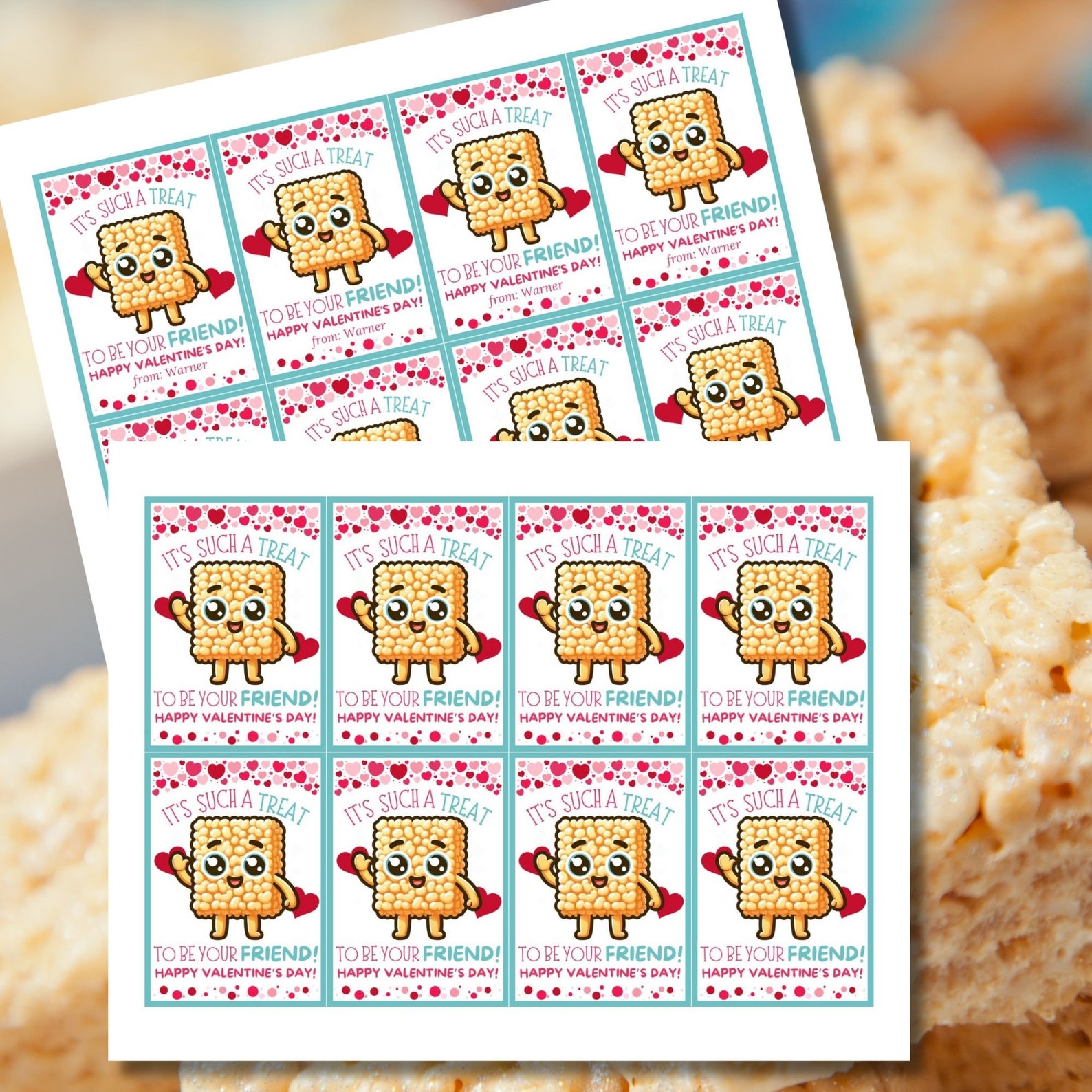 Boy Valentine Rice Krispy Treat Printable Gift Tag Rice Crispies Kids ...